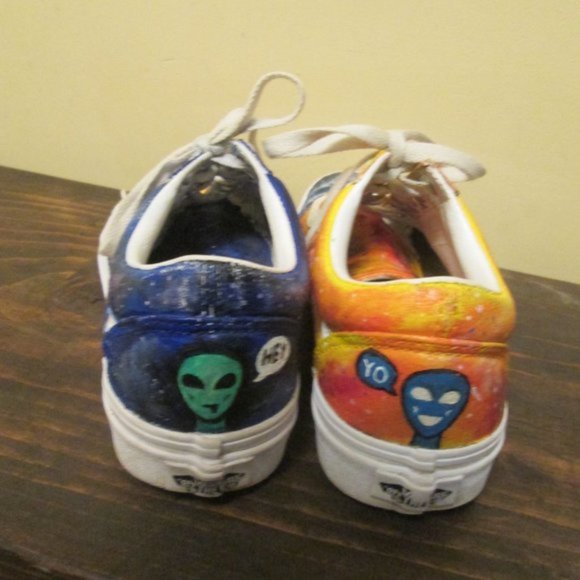 Vans | Shoes | Custom Hand Painted One Of A Kind Outer Space Aliens ...